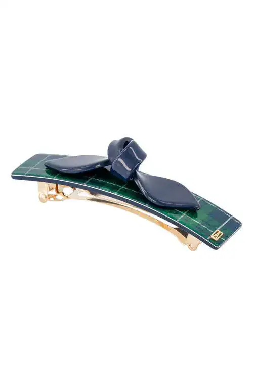 Alexandre De Paris Plaid Bow Barrette - Blue | Editorialist display picture 2