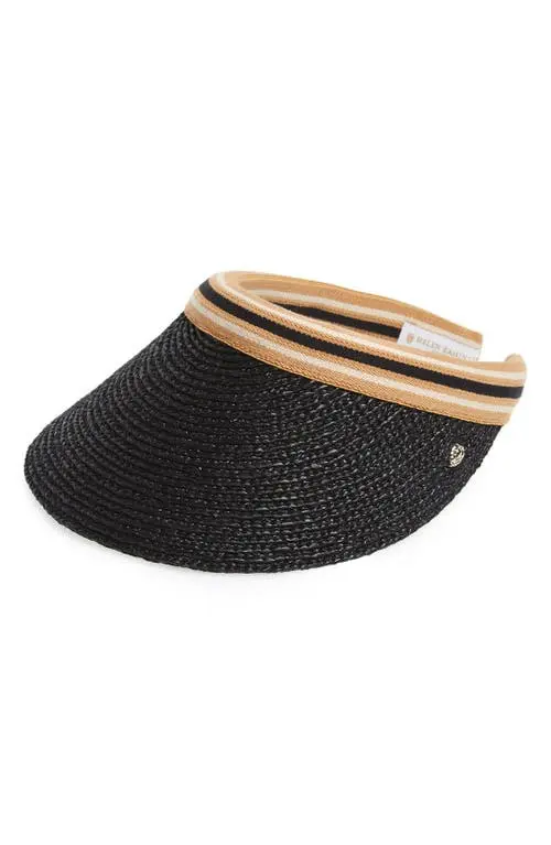 Helen Kaminski Bianca Raffia Visor - Charcoal/black Stripe