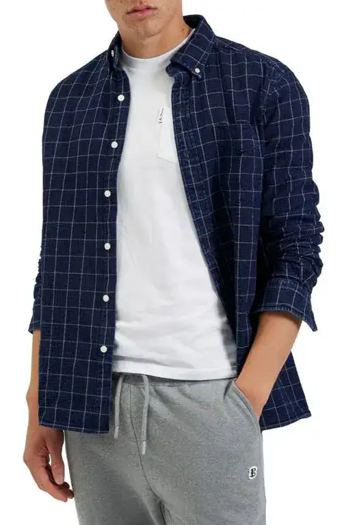 ben sherman slim fit dress shirt Big Men's Ben Sherman S/S Shirt - 0077835IL - Wine | 2XL to 5XL main image 0