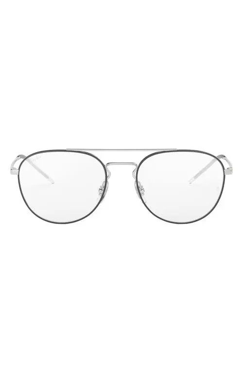 Ray-ban 53mm Double Bridge Optical Aviator Glasses - Black Silver