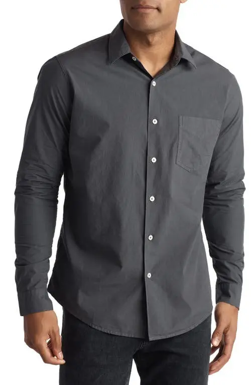 ROAN Everett Cotton Poplin Button-up Shirt - Faded Black