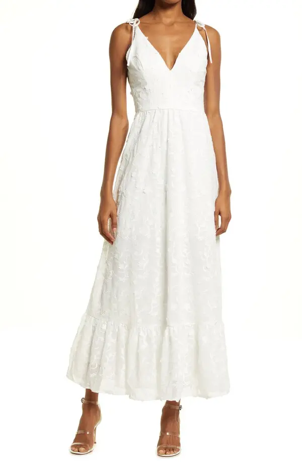 Dress The Population Sunny Floral Appliqu Fit & Flare Midi Dress In Off  White Multi - 40% Off | Editorialist