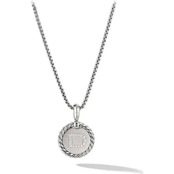 David Yurman Diamond Initial Pendant - Silver