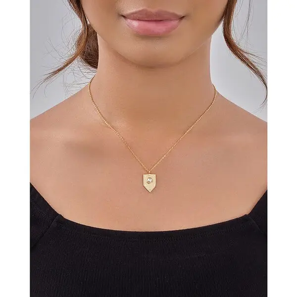Sterling Forever Marcella Shield Pendant Necklace - Gold