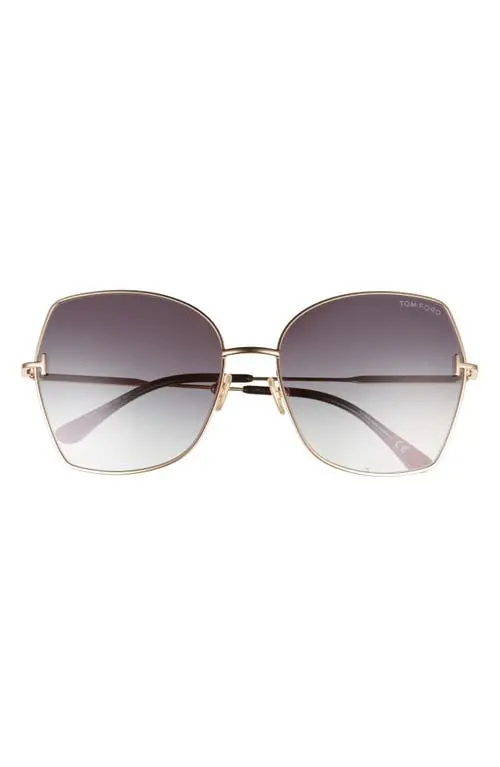 Tom Ford Farrah 60mm Geometric Sunglasses In Shiny Rose Gold