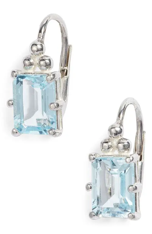 Anzie Dew Drop Carre Topaz Drop Earrings - Blue Silver