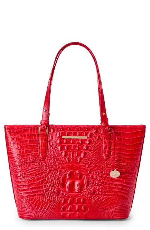 Brahmin Medium Asher Croc Embossed Leather Tote - Sriracha