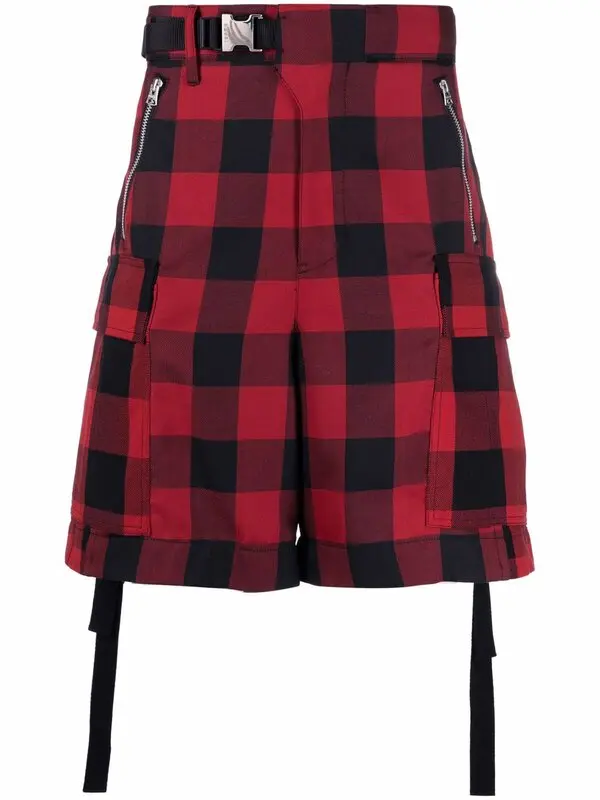 Sacai Check-print Cargo Shorts