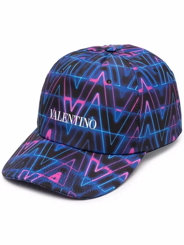 Valentino Garavani V Neon Optical Baseball Cap In Black - 30% Off 
