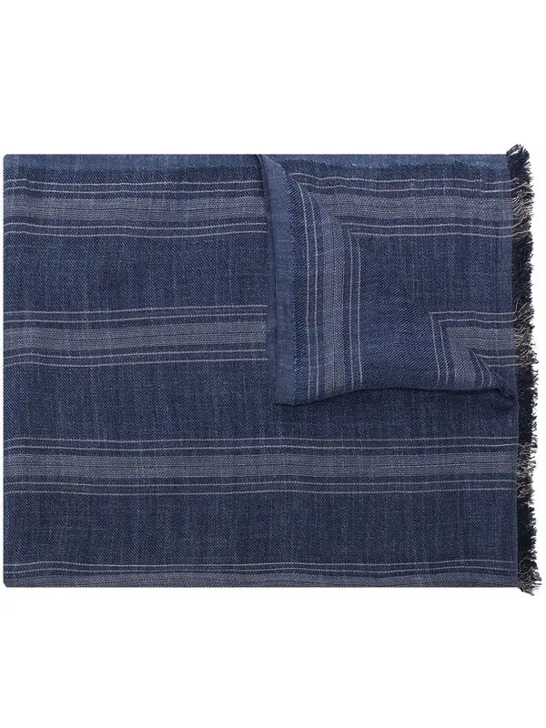 Brunello Cucinelli Striped Silk-blend Scarf - Blue