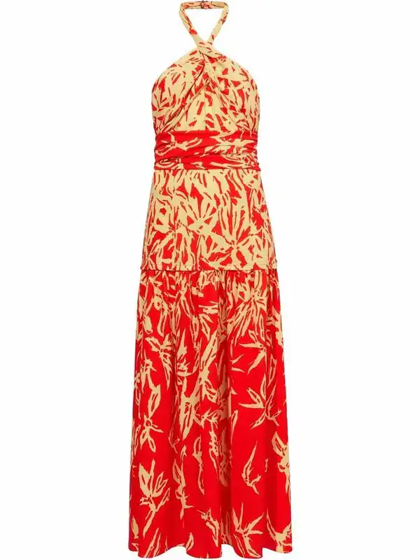 Proenza Schouler Floral-Print Halterneck Dress In Orange 71% Off