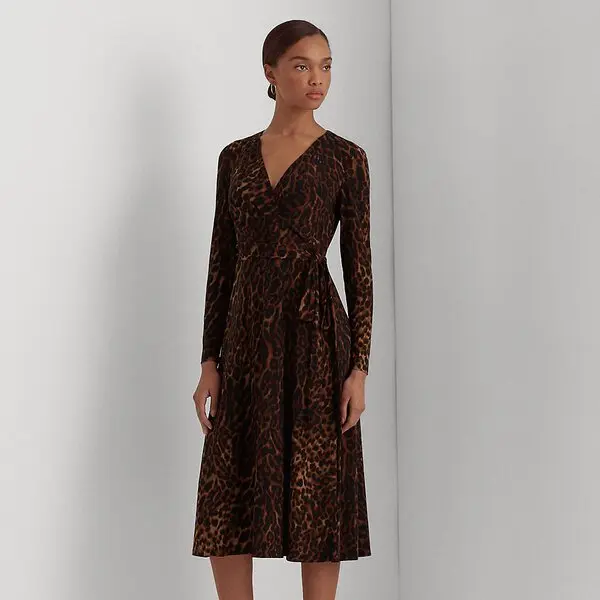 Ralph Lauren Ocelot-Print Jersey Dress In Brown/Tan - 42% Off | Editorialist