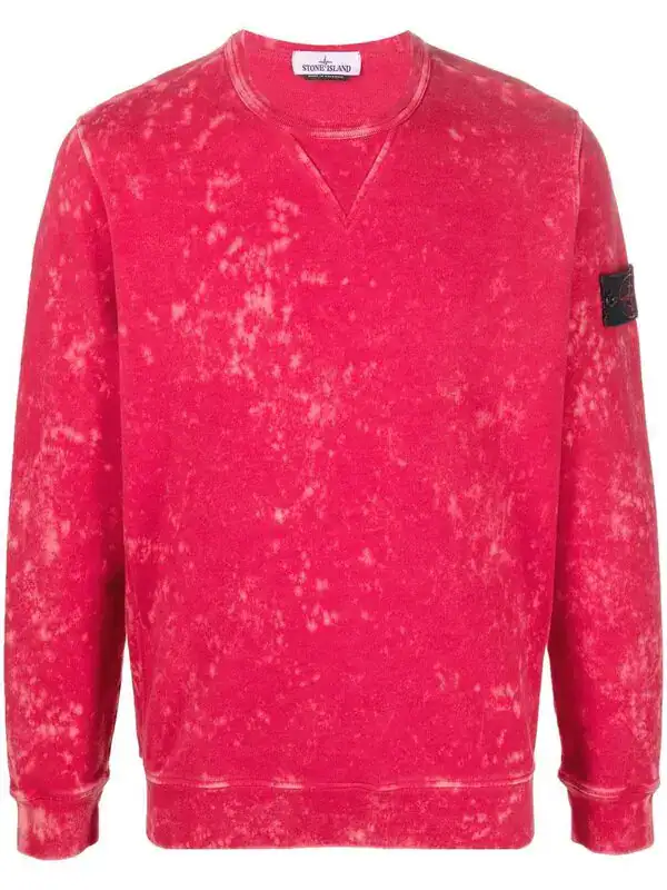Stone Island Off-Dye Ovd Treatment Garment-Dyed Sweatshirt In Red