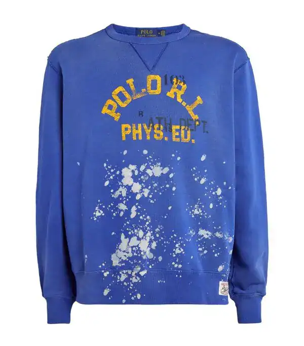 Ralph Lauren Paint Splatter Logo Sweatshirt In Blue - 39% Off