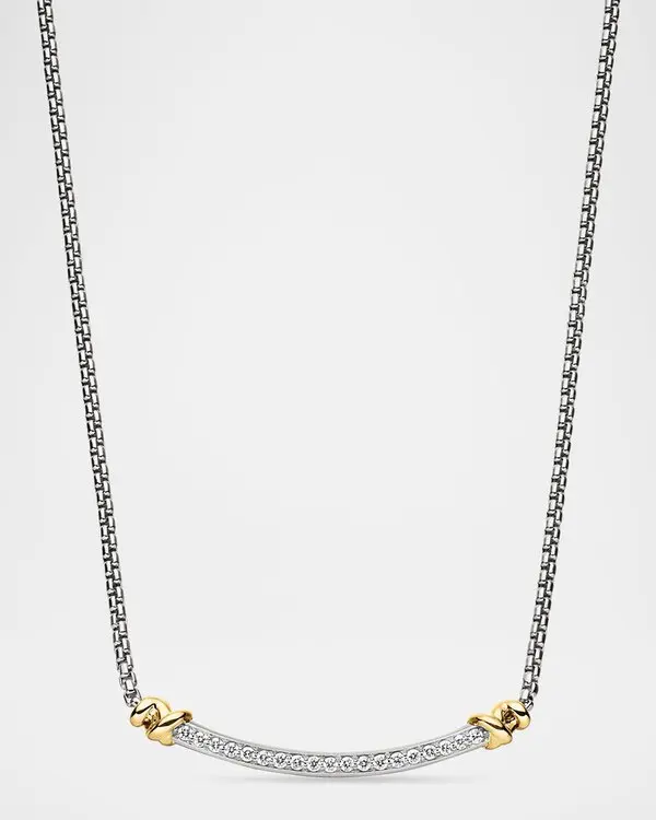 David Yurman Petite Helena Diamond Station Necklace - Silver & Gold