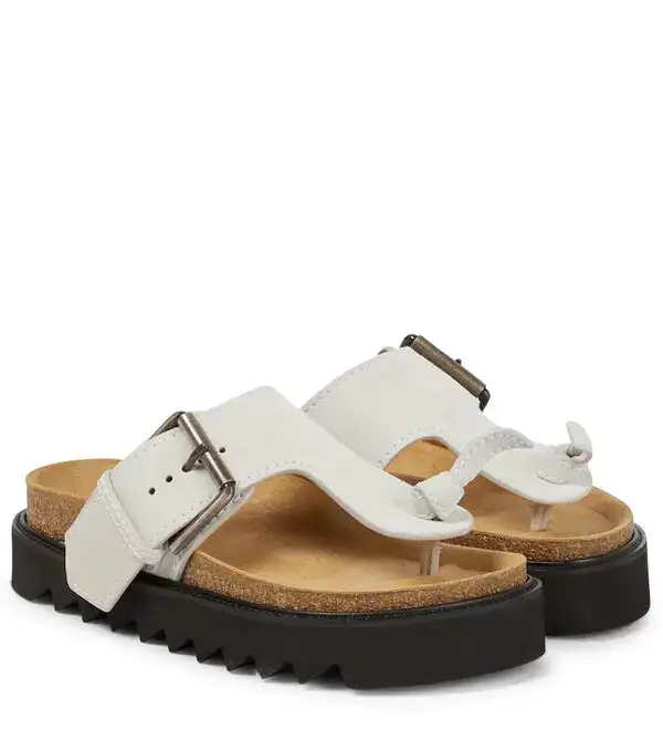 Acne Studios Suede Platform Thong Sandals - White | Editorialist 