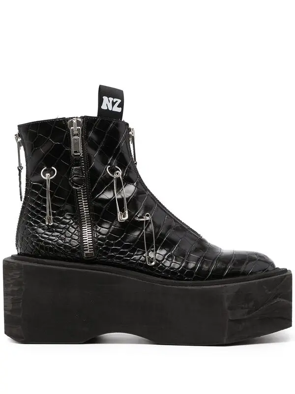 Natasha Zinko Ring Flatform Boots - Black