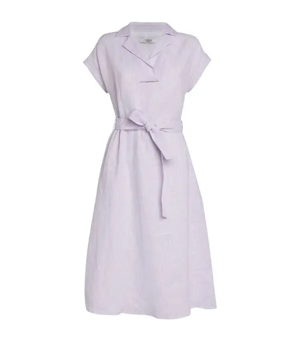 Peserico Linen Pinstripe Midi Dress - Purple | Editorialist