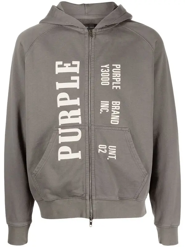 PURPLE BRAND Logo-print Zip-up Hoodie