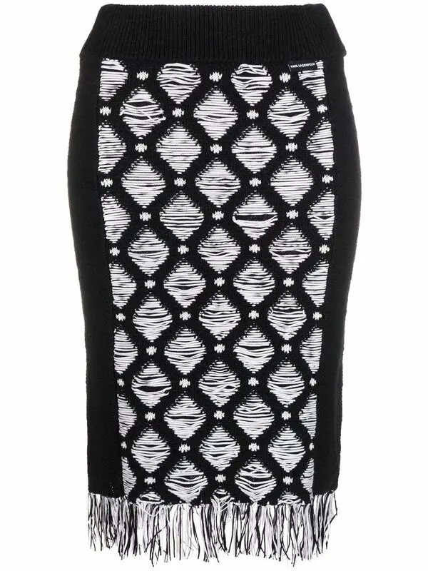 Karl Lagerfeld Bouclé Knit Midi Skirt