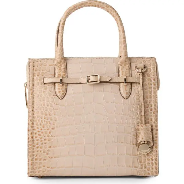Brahmin Small Caroline Croc Embossed Satchel - Cloud Dancer