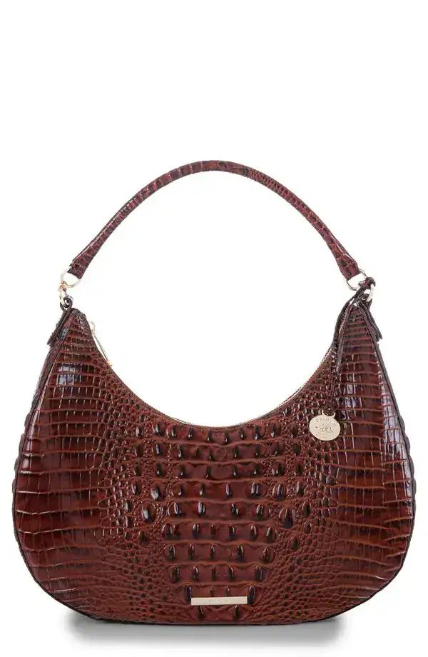 Brahmin Bekka Croc Embossed Leather Shoulder Bag - Pecan  display picture 3