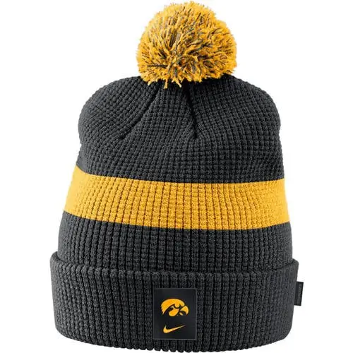 Nike Iowa Hawkeyes 2021 Team Sideline Cuffed Knit Hat With Pom - Black ...