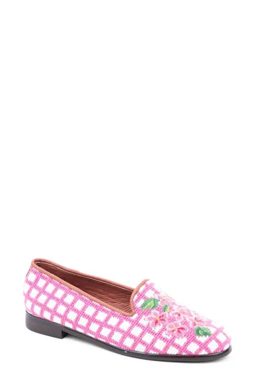 BYPAIGE Needlepoint Checkered Hydrangea Flat - Pink