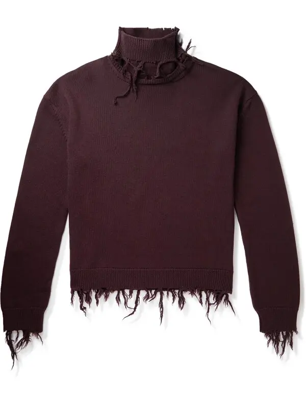 Vetements Oversized Distressed Merino Wool Rollneck Sweater Xs In