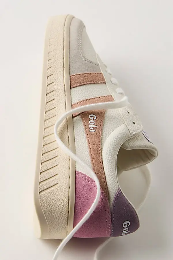 Gola Grandslam Trident Suede Sneakers - White/cameo/lily