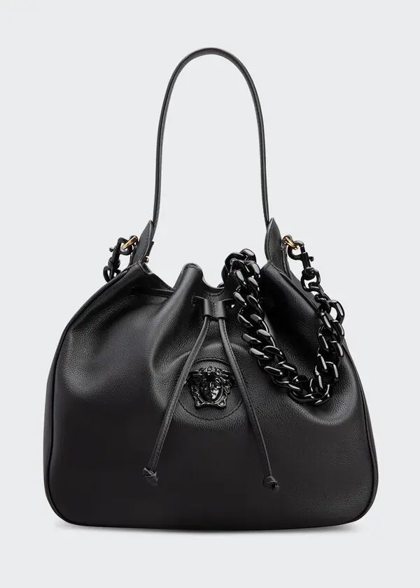 Versace La Medusa Bucket Bag Black Editorialist