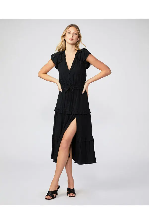 paige rozlyn midi dress Paige Rozlyn Dress In Black - 40% Off