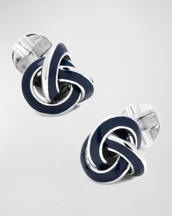 CUFFLINKS, INC. Sterling Blue Enamel Knot