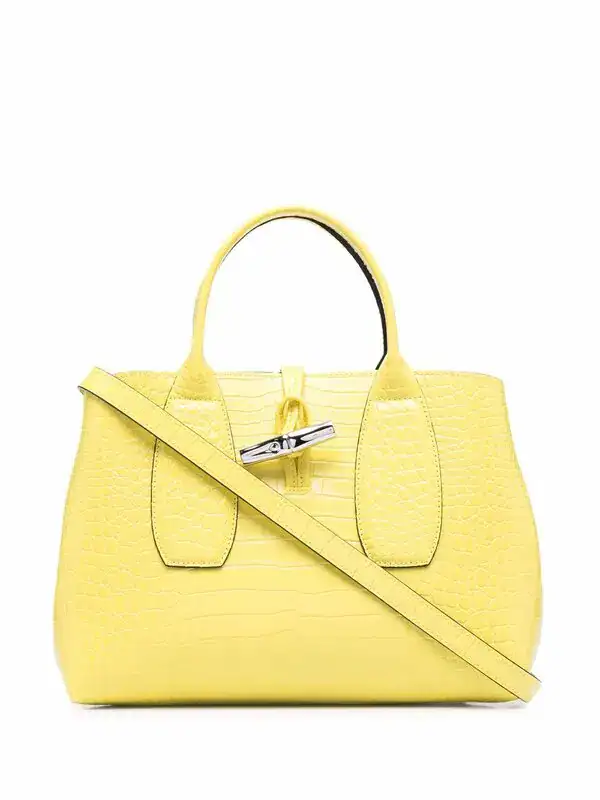 Longchamp Roseau Crocodile-Effect Tote Bag In Yellow 30% Off