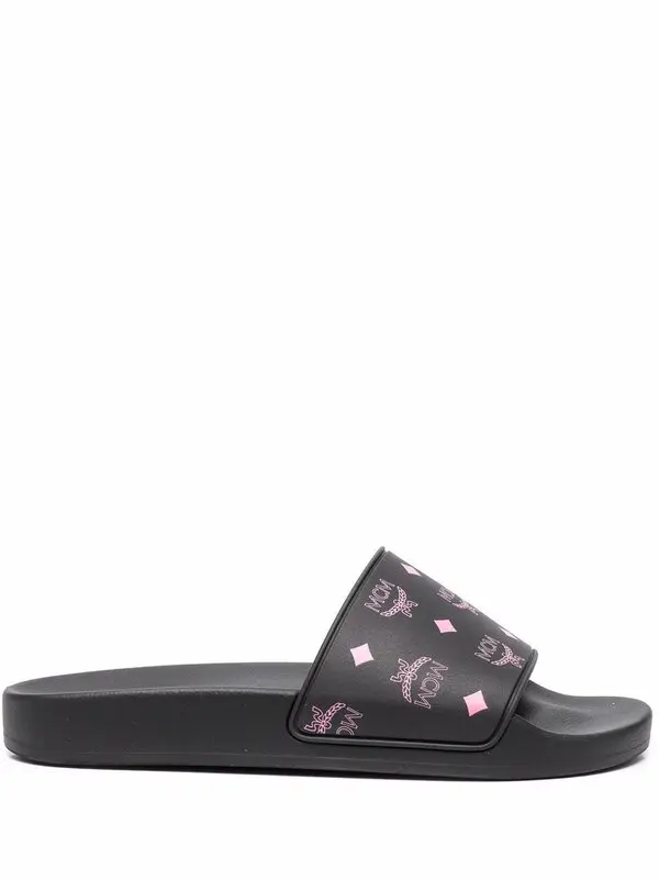 Mcm Monogram-Print Slides - Black | Editorialist display picture 1