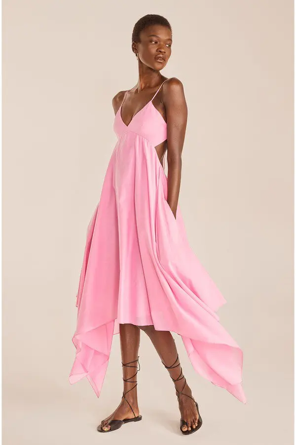 Rebecca Taylor Handkerchief-Hem Dress In Pink - 50% Off | Editorialist