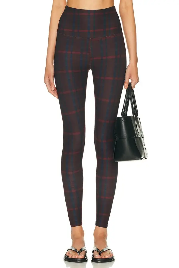 Beyond Yoga Softmark High Waisted Midi Legging In Wine - Dark Cherry Prep Plaid