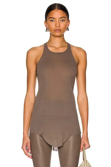 トップス Rick Owens basic rib tank DUST Rick Owens Basic Rib Tank Top In Grey In Dust - 30% Off | Editorialist