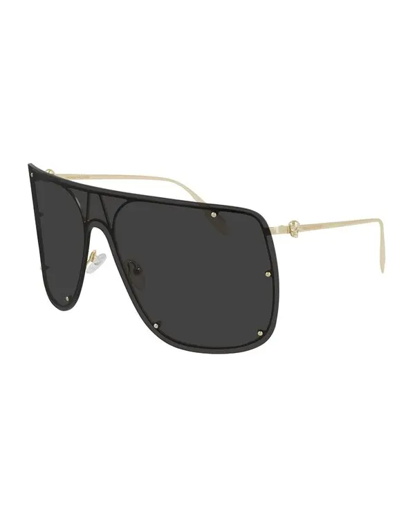 Alexander Mcqueen Studded Skull Shield Sunglasses - Silver  display picture 1