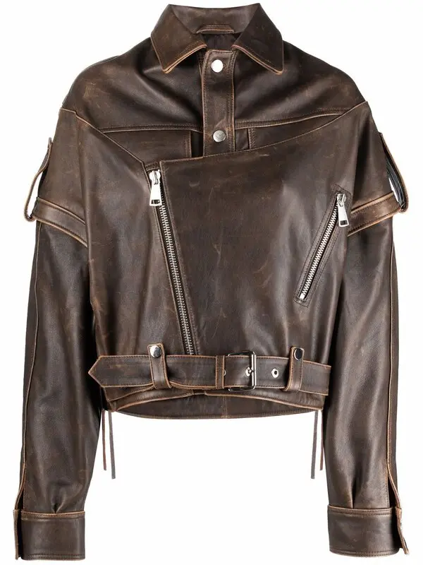 MANOKHI Zipped Biker Jacket