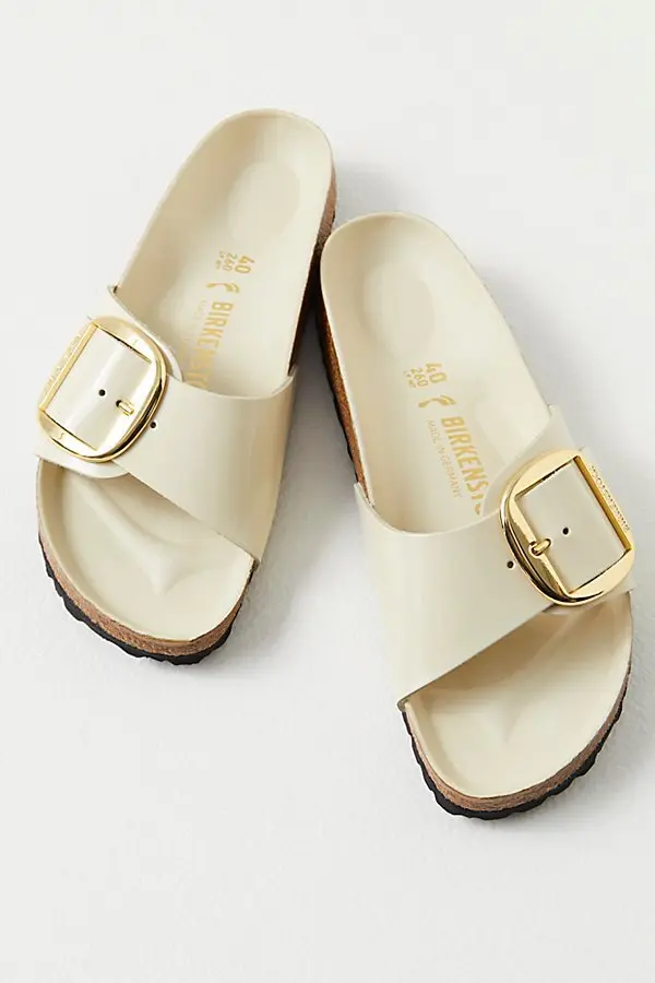 BIRKENSTOCK Madrid Big Buckle High Shine Sandals - White