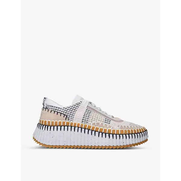 Chloé Nama Embroidered Suede And Mesh Trainers