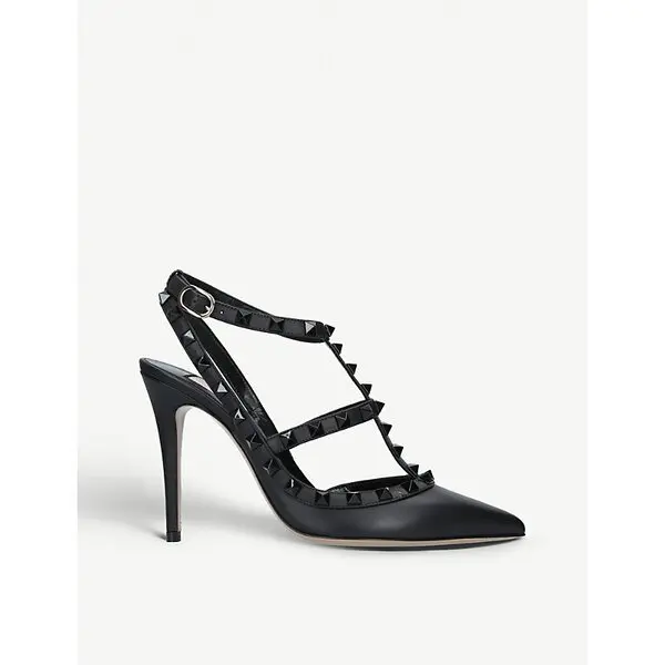 Valentino Garavani So Noir 100 Studded Leather Courts - Black/comb