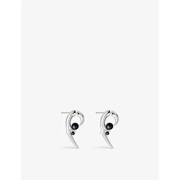 SHAUN LEANE Hooked Pearl Earrings - Silver