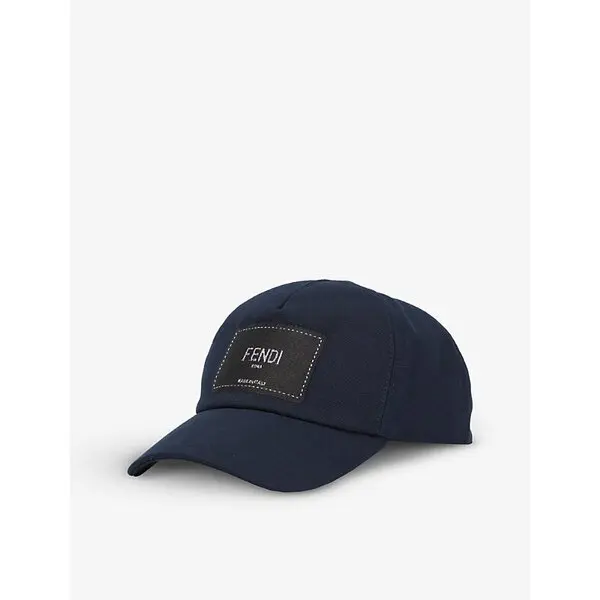 Fendi Logo-Patch Cotton-Pique Baseball Cap Blue Editorialist