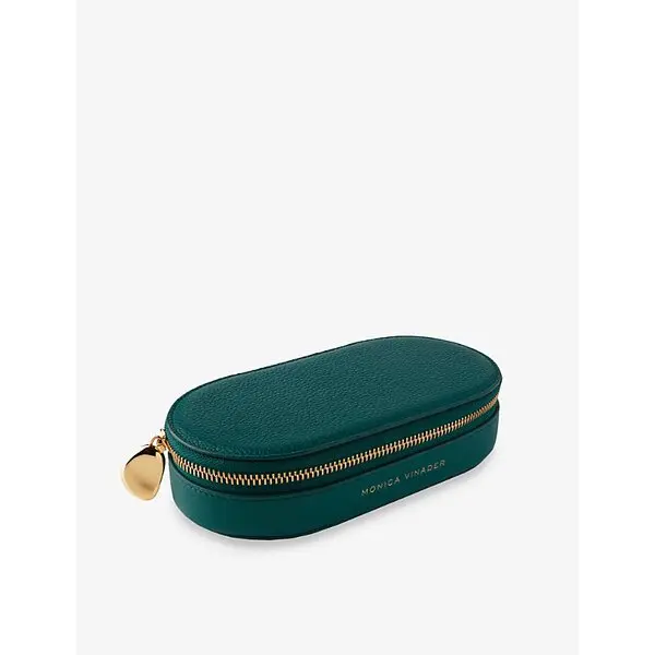 Monica Vinader Monogram Oval Leather Jewellery Box - Green