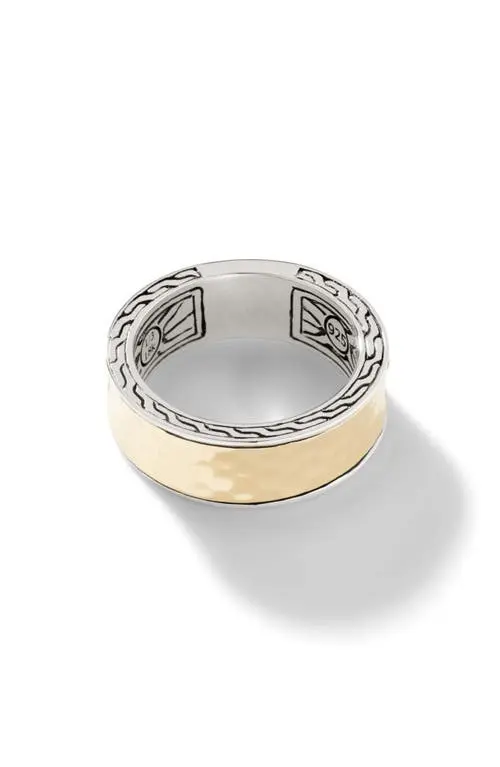 John Hardy Carved Chain Palu Band Ring - Silver/ Gold