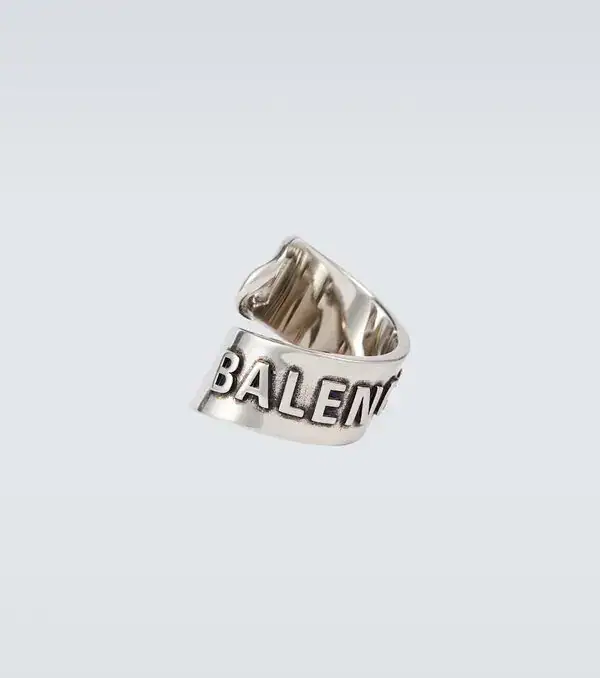 Balenciaga Logo Gourmette Ring In Silver - 40% Off | Editorialist
