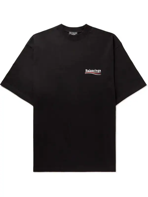 Balenciaga Oversized Logo-Embroidered Cotton-Jersey T-Shirt S 