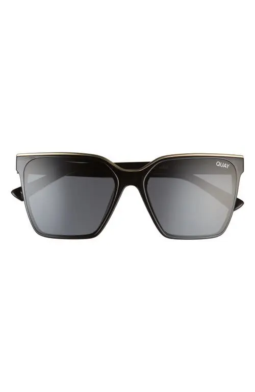 Quay Level Up 60mm Square Sunglasses - Black Gold/smoke Polarized